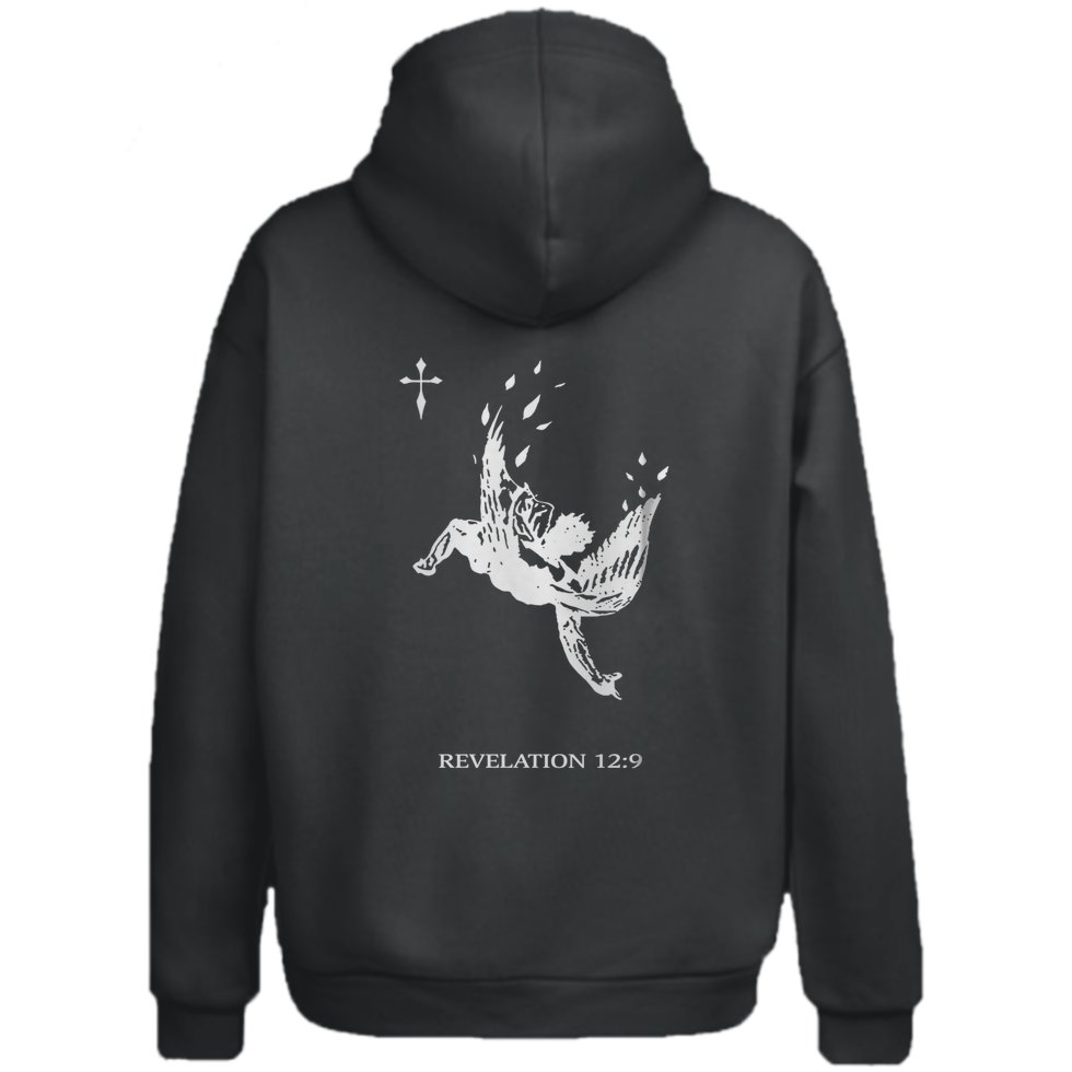 Revelation 12:9 Hoodie: Bold Angelic Battle Christian Apparel