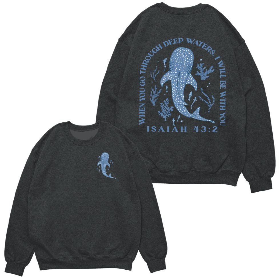 Trendy Christian Whale Shark Bible Verse Sweatshirt, Jesus Faith ...
